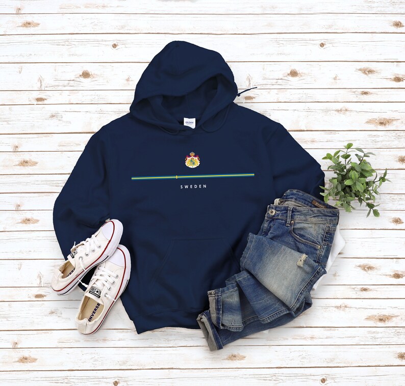Sweden Hoodie, Country Logo With Flag Sweatshirt, Coat of Arms of ...