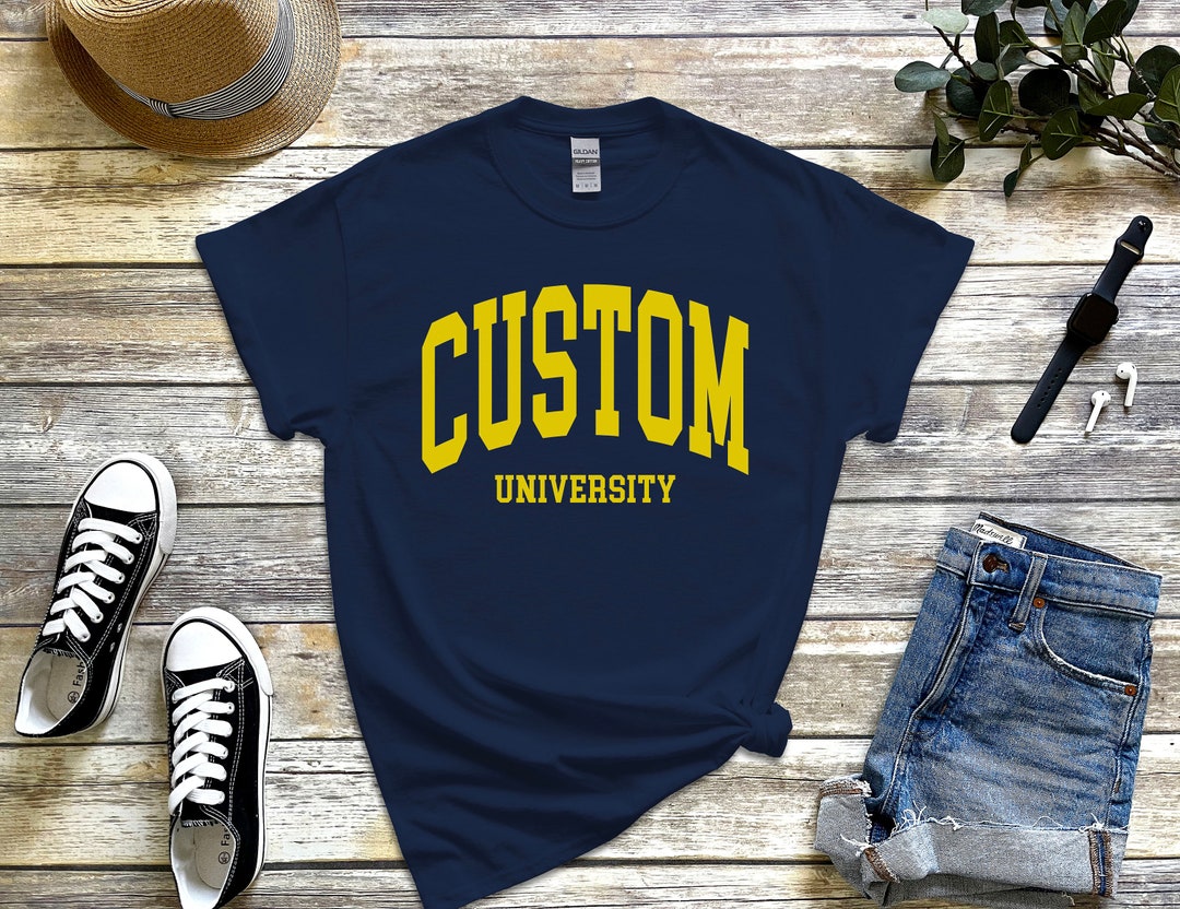 Custom Shirt, Personalize College Letter University, Overcurved Text ...