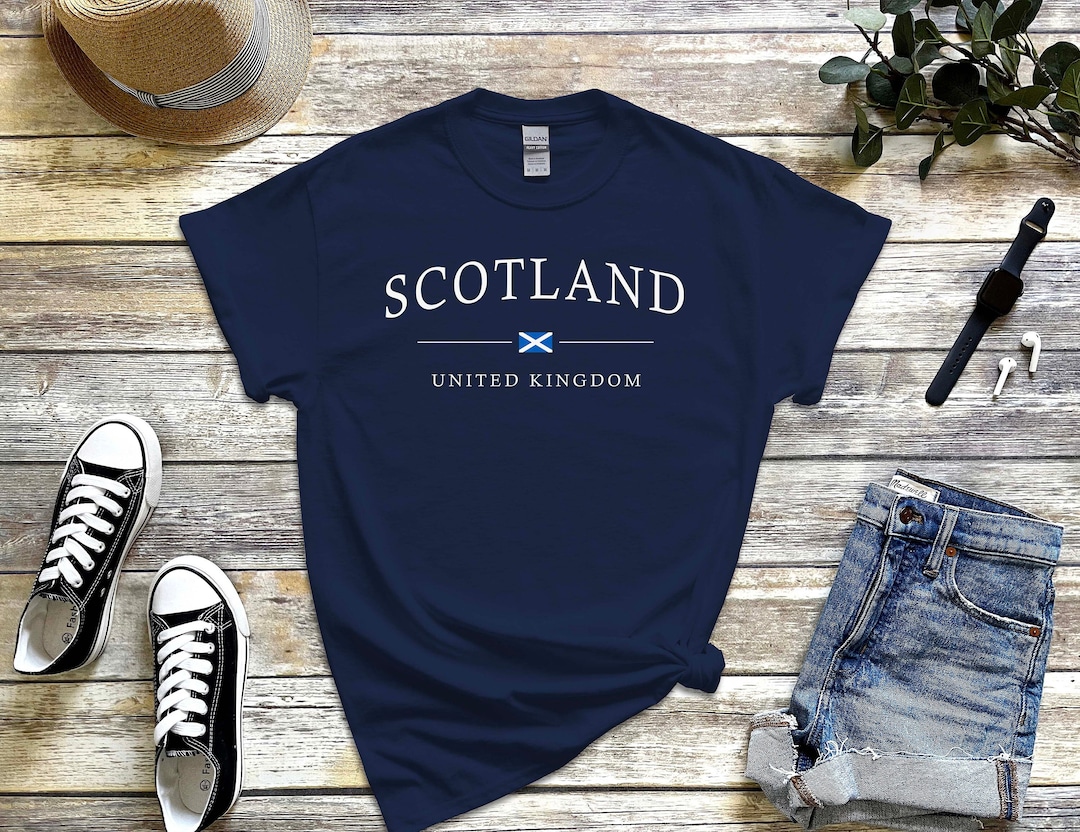 Scotland Shirt, Center Flag Scotland Tshirt, Vacation Holiday Scotland ...