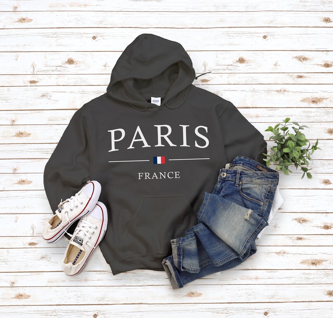 Paris Hoodie, Center Flag Paris Sweatshirt, Vacation Holiday Paris ...