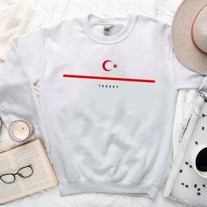 Turkey Sweatshirt, Country Logo With Flag Türkiye Sweater, Coat of Arms ...