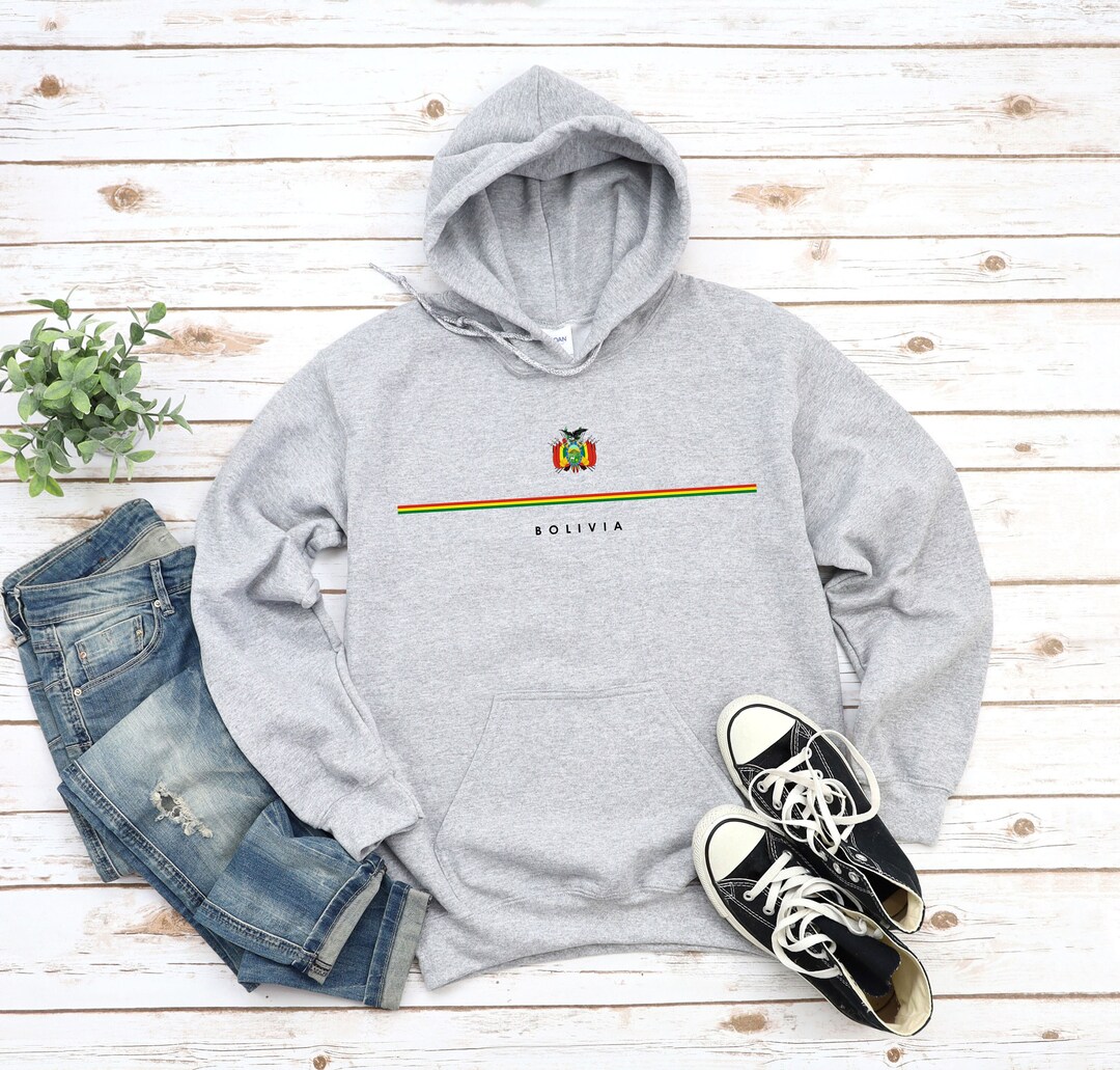 Bolivia Hoodie Sweater, Country Logo With Flag Sweatshirt, Coat of Arms ...