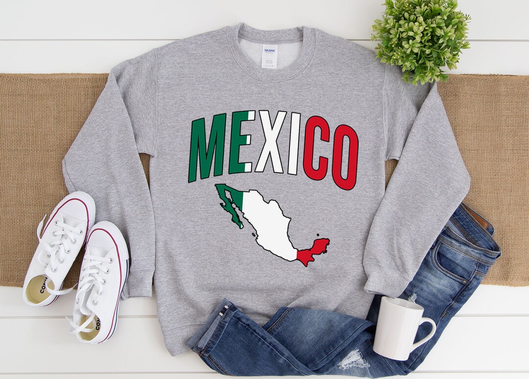 Mexico Sweatshirt, Cool Cozy México Sweater, Mexico Crewneck With Map ...