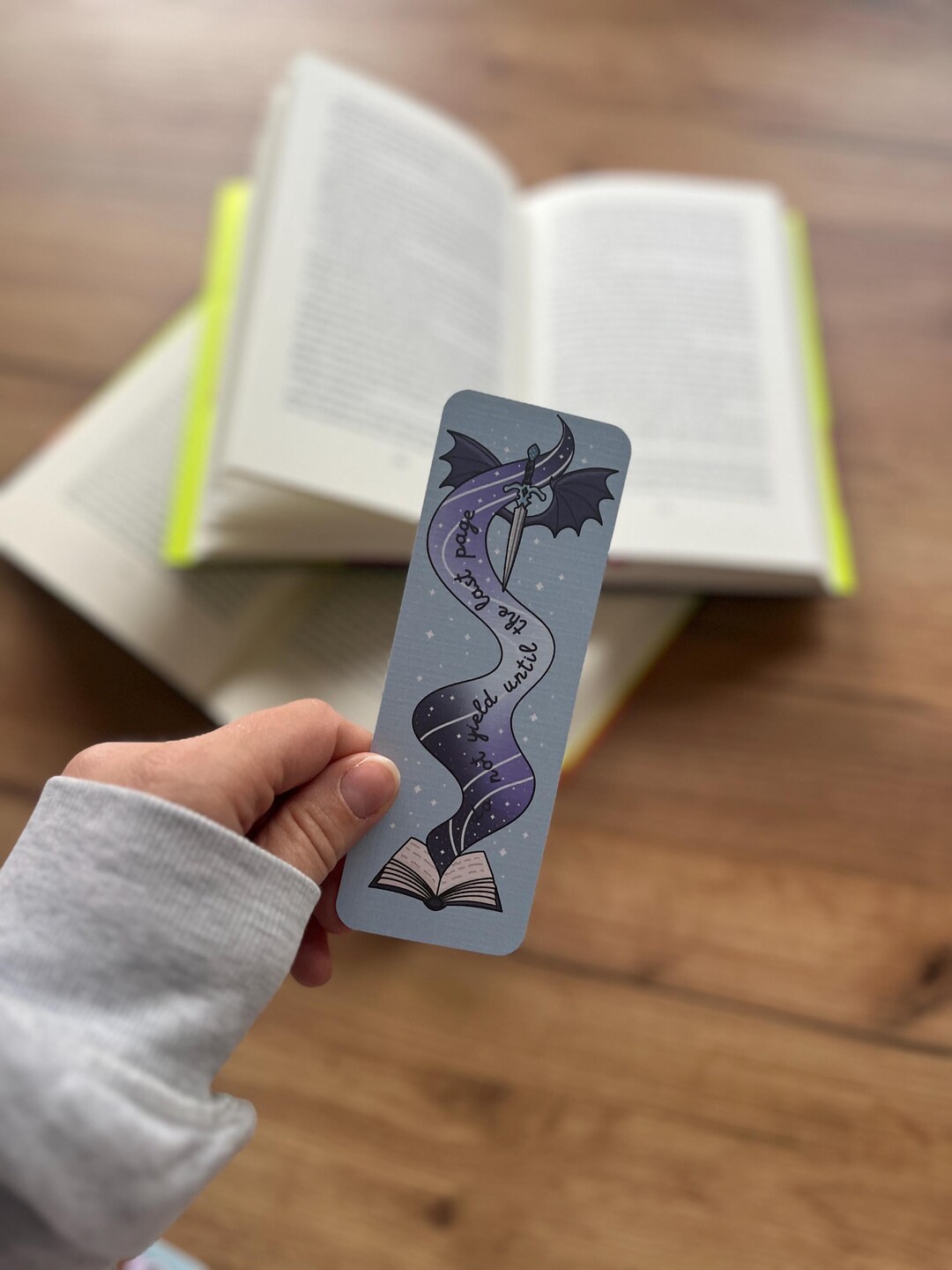 Not Yield Bookmark – Magical Fantasy Bookmark With Dragon & Sword ...