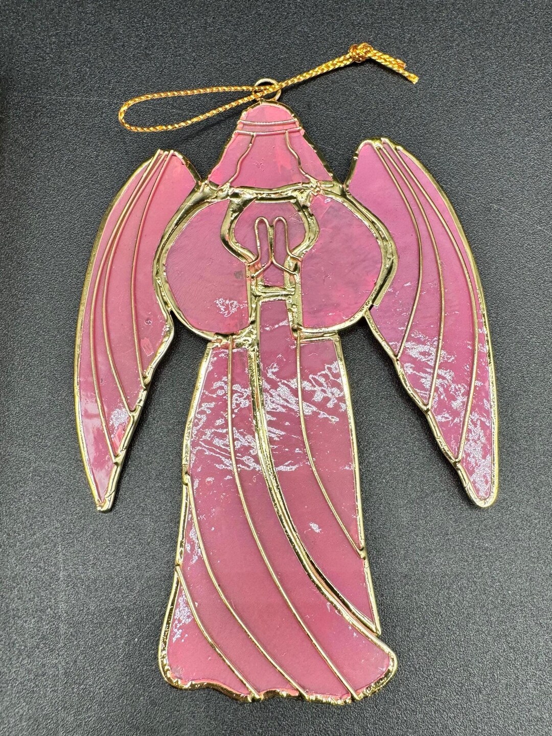 Vintage Russ Pink and Gold Capiz Shell Angel Christmas Ornament 4.5 ...