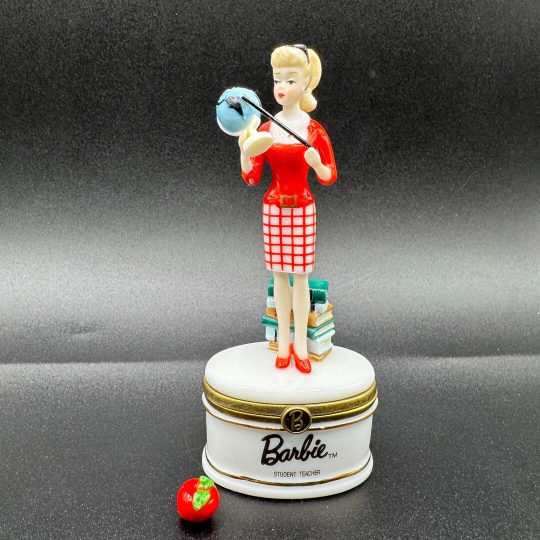 Student Teacher Barbie With Apple~porcelain Trinket Box~phb Midwest ...