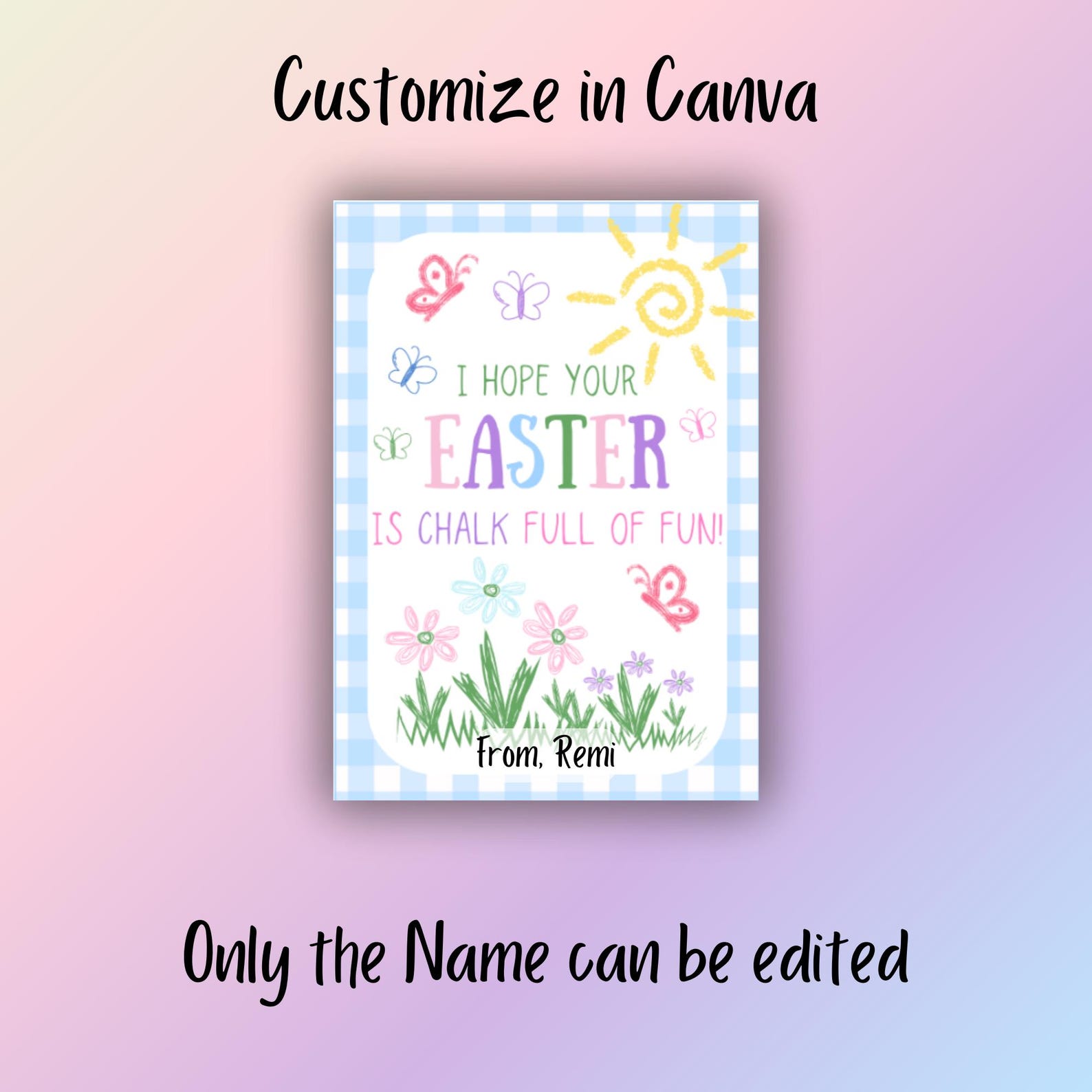 Printable Easter Gift Tags - "chalk Full of Fun" - Easter Favor Tag ...
