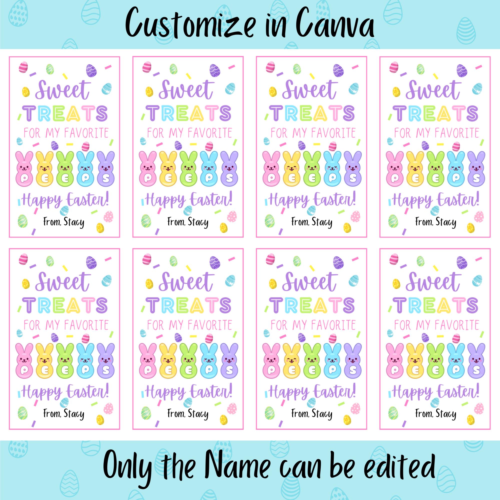 Customizable Easter Gift Tags – "sweet Treats for My Favorite Peeps ...