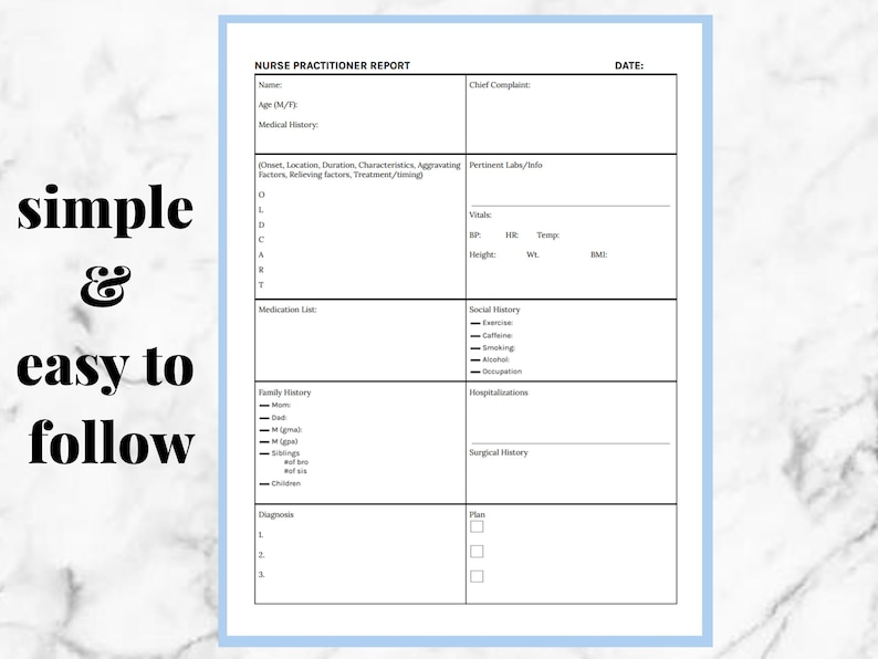Nurse Practitioner Report Sheet: Patient Assessment Template (PDF ...