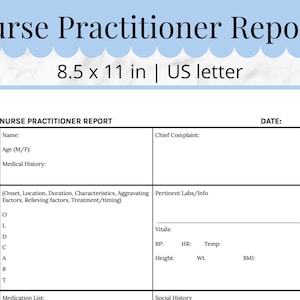 Nurse Practitioner Report Sheet: Patient Assessment Template (PDF ...