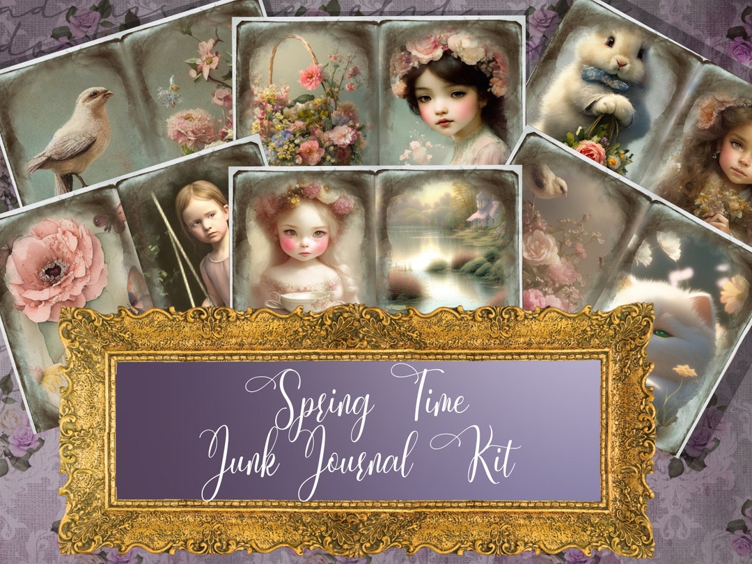 Printable Spring Junk Journal Kit | Digital Scrapbooking | Flower ...