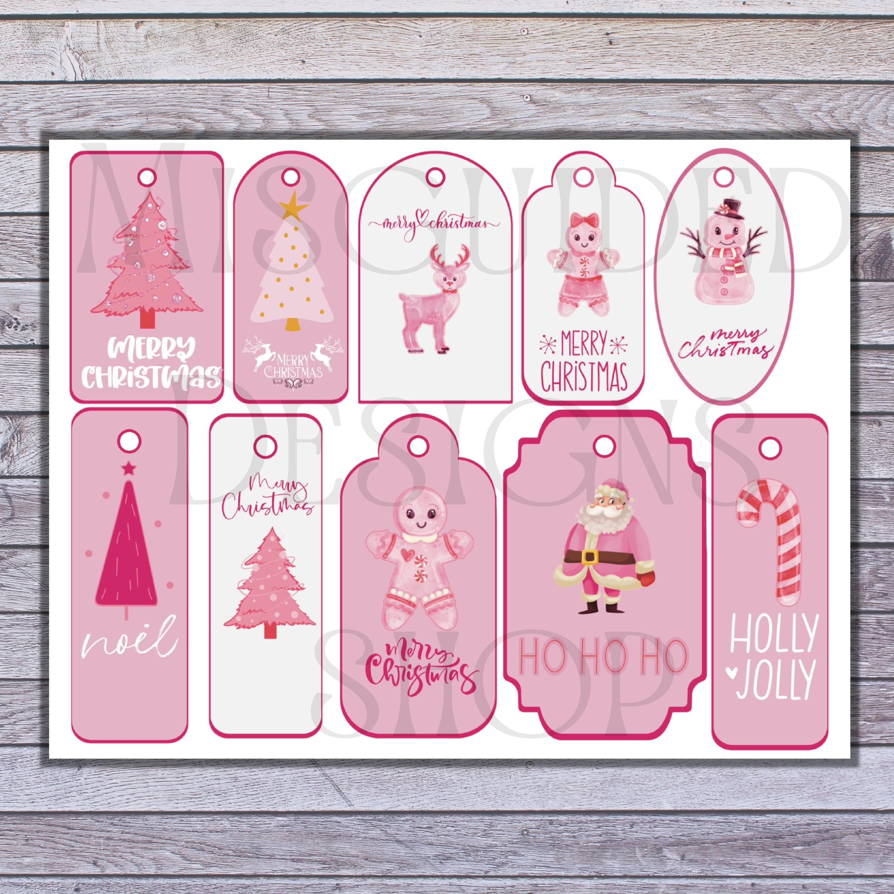 Printable Pink Christmas Gift Tags Junk Journal Tags - Etsy