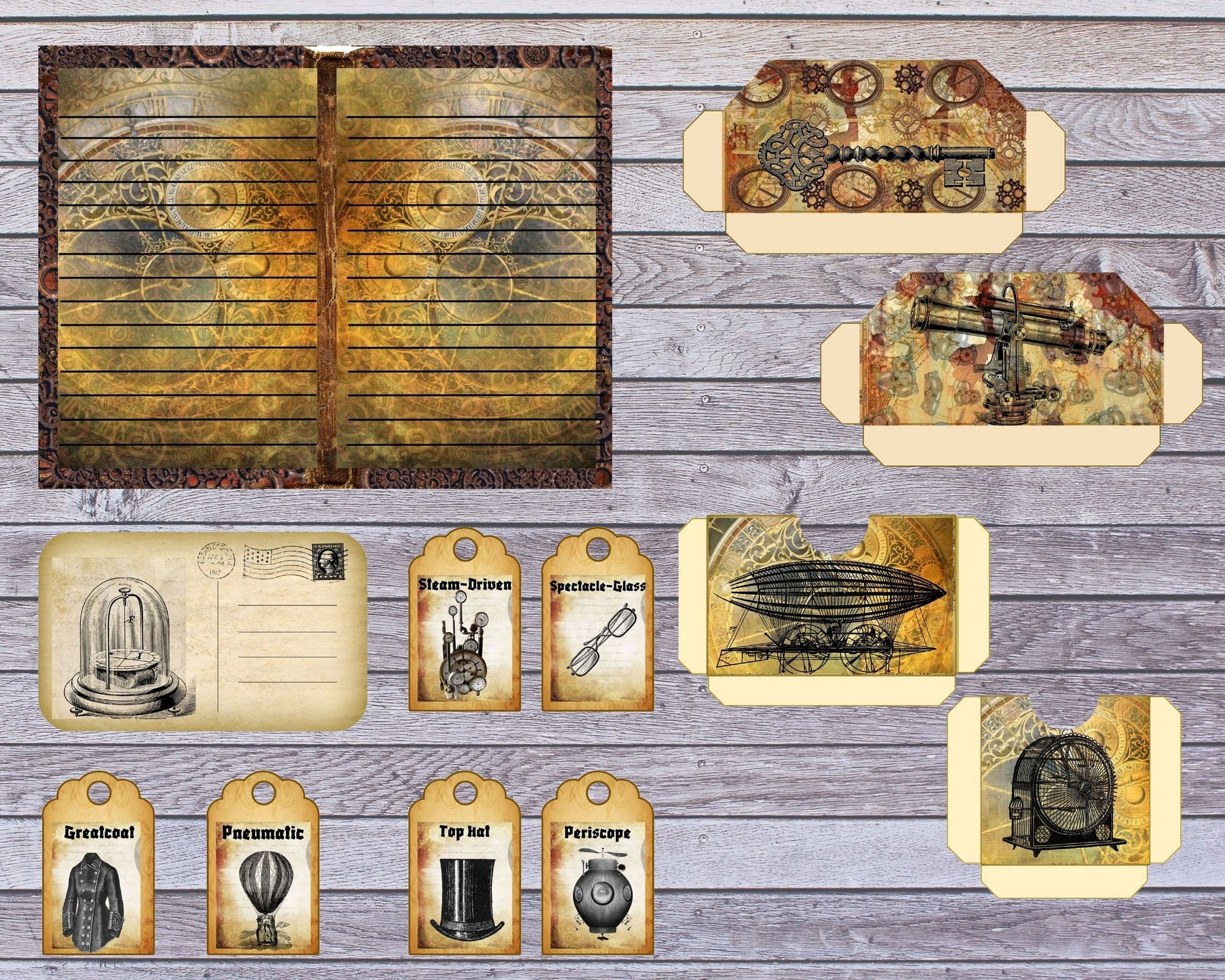 Printable Steampunk Junk Journal Kit Digital Download for - Etsy