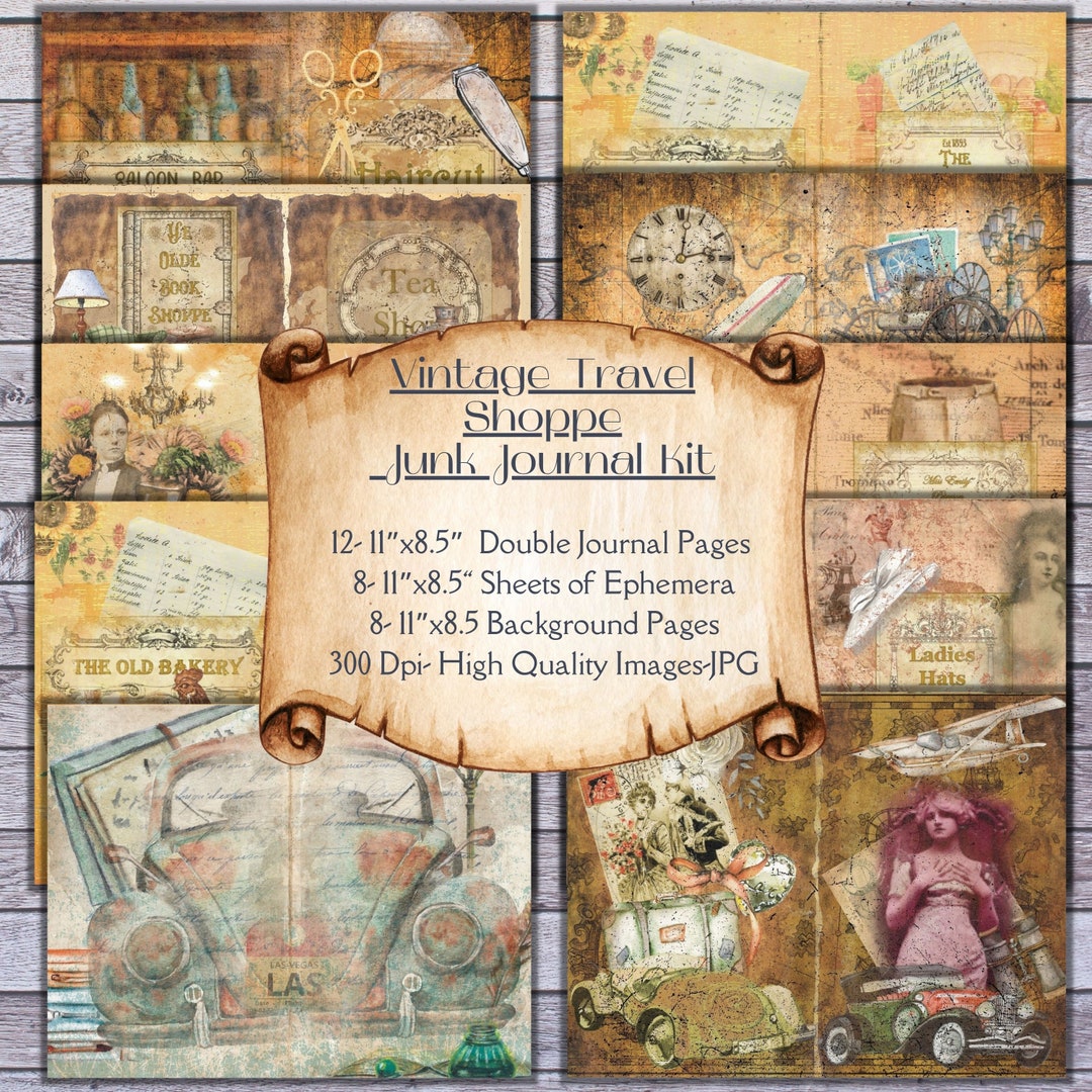 Printable Travel Junk Journal Kit | Freebies | Junk Journal Supply Kit ...