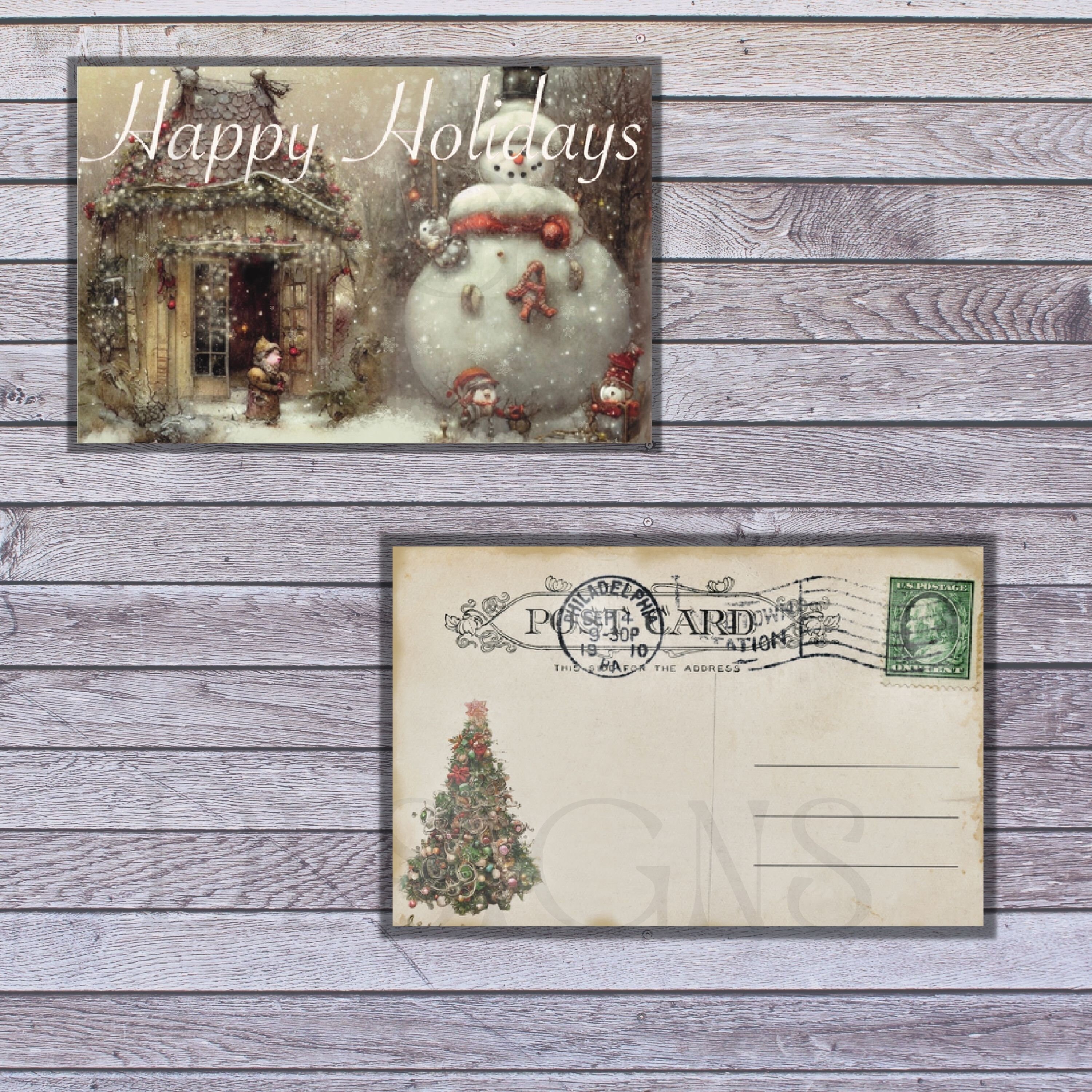 Printable Christmas Post Cards Christmas Card Printable - Etsy