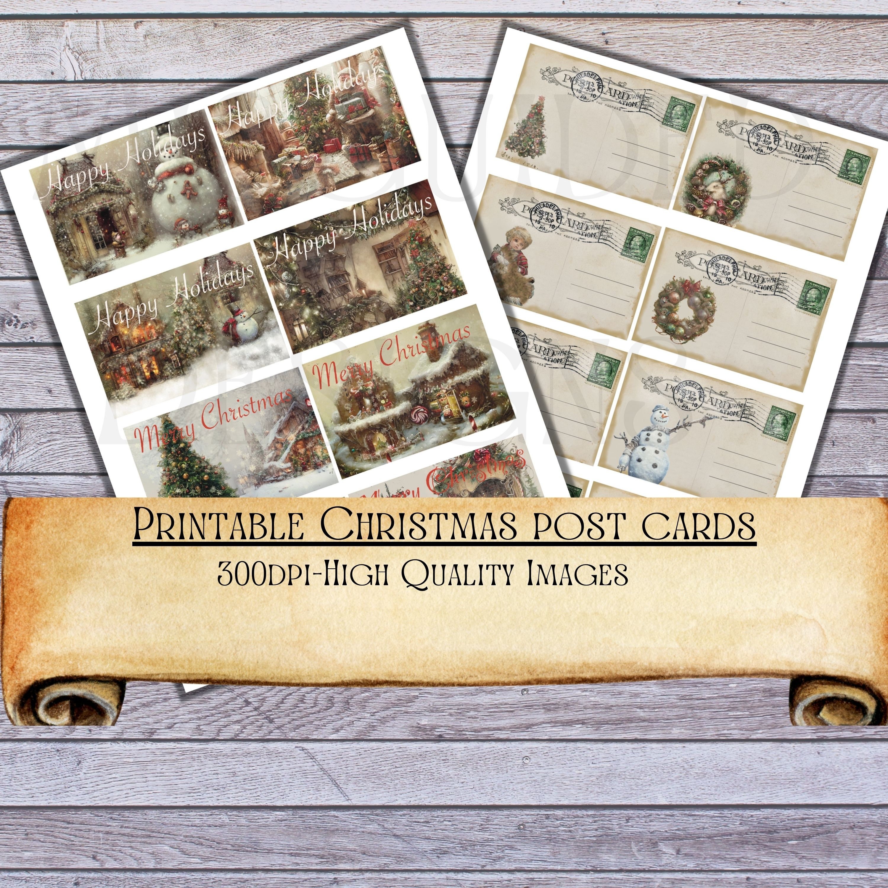 Printable Christmas Post Cards Christmas Card Printable - Etsy