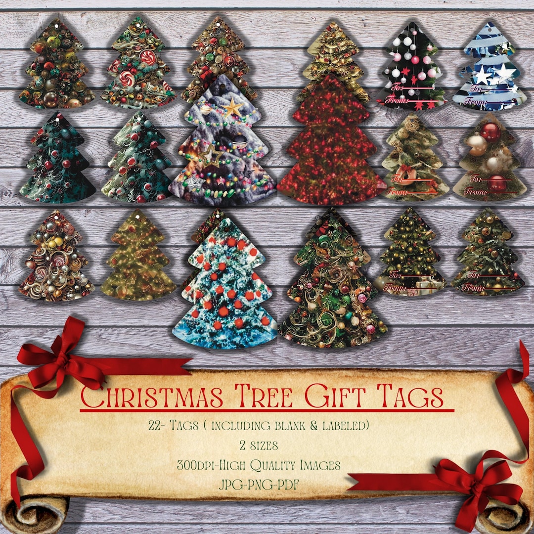 Printable Christmas Tree Gift Tags, Hang Tags,christmas Gift Tags, Junk ...