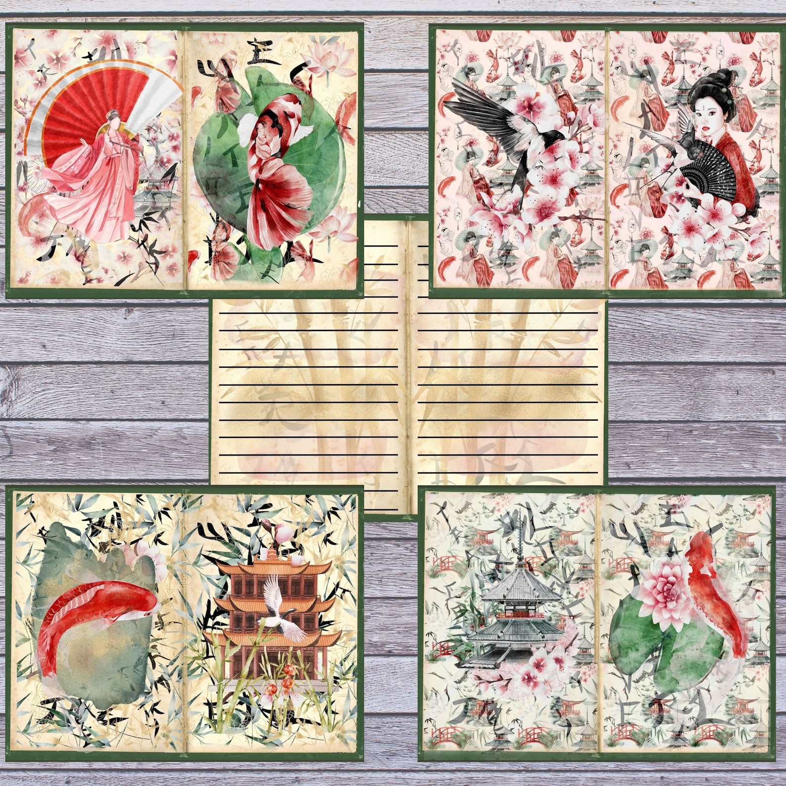 Printable Asian Junk Journal Kit Journaling Supplies - Etsy