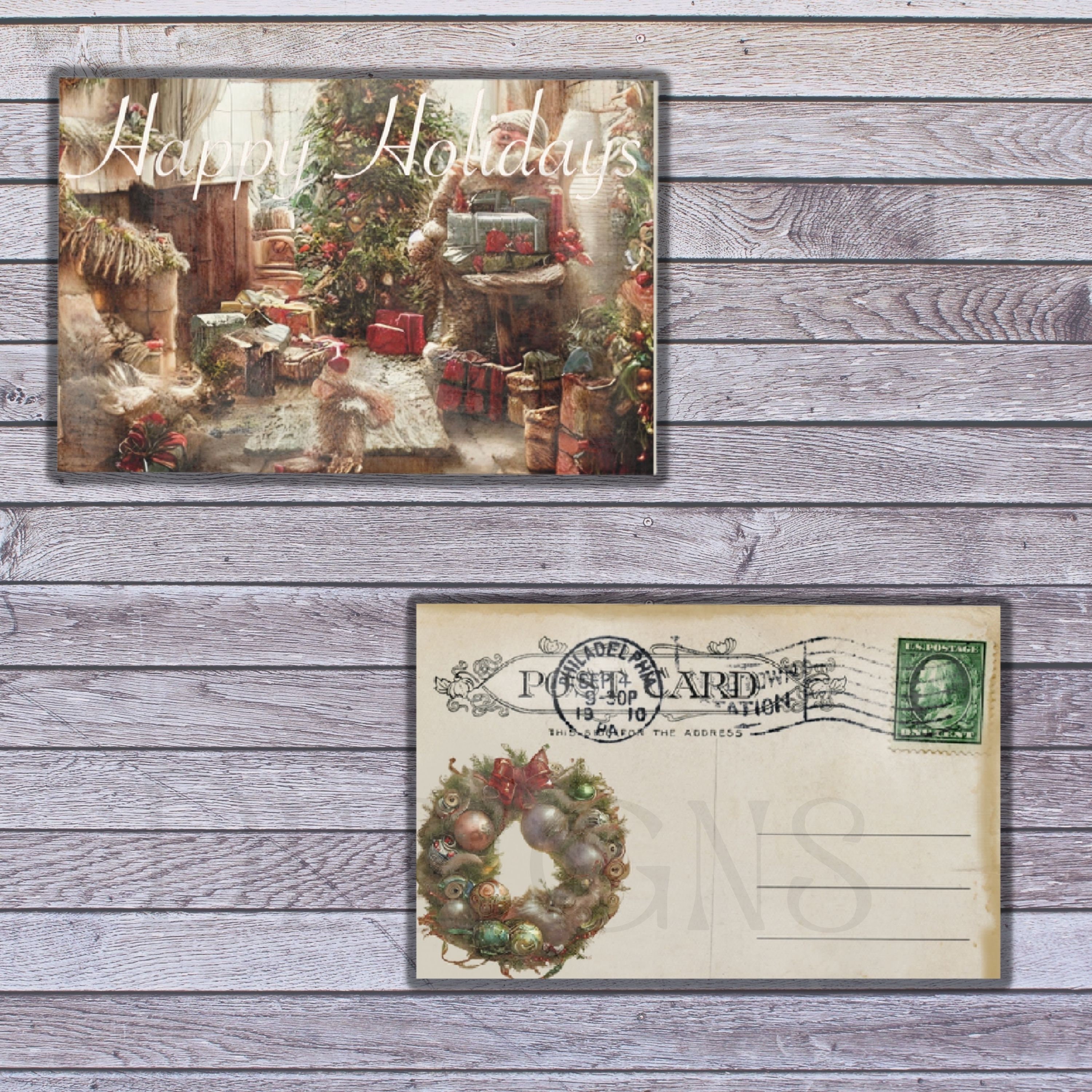 Printable Christmas Post Cards Christmas Card Printable - Etsy