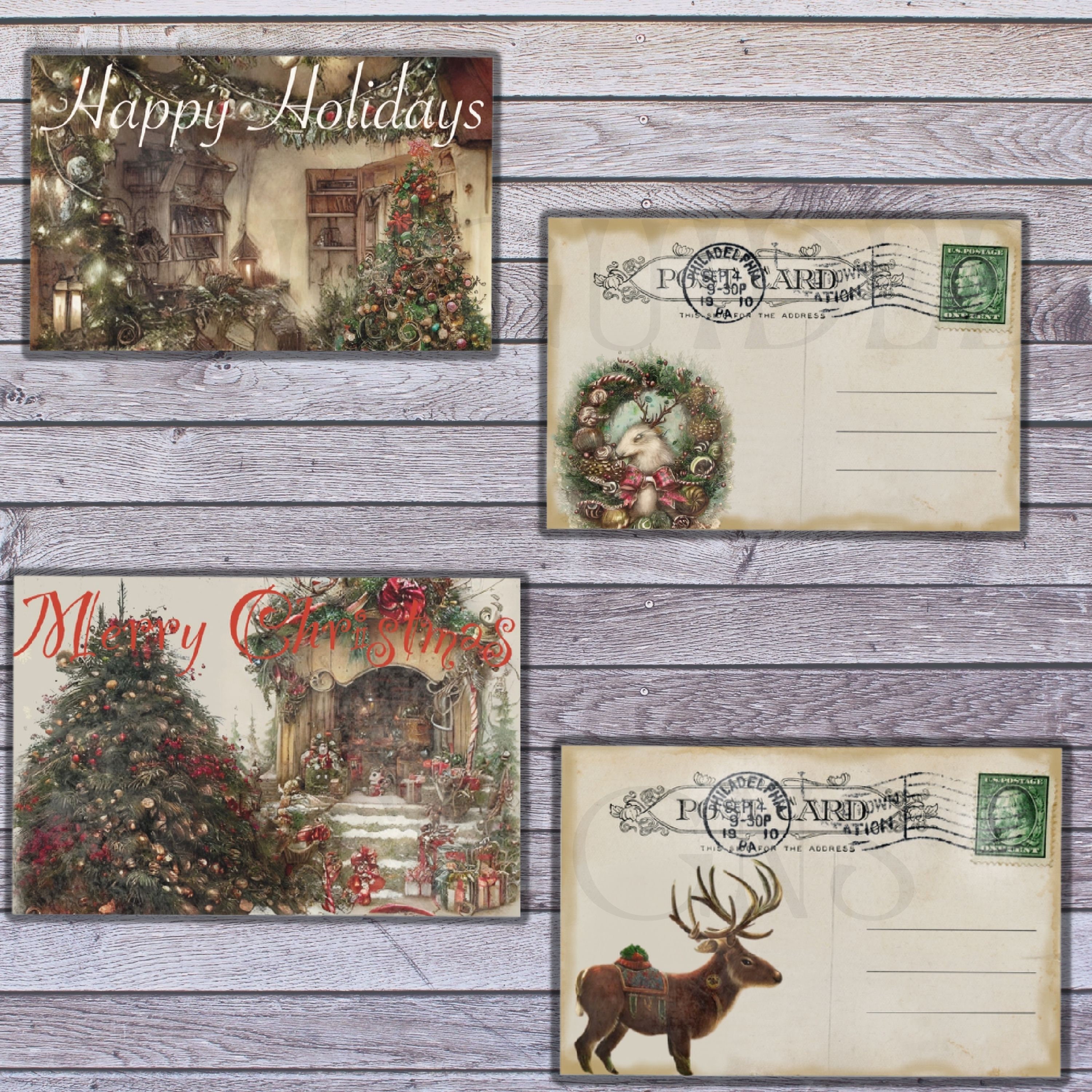 Printable Christmas Post Cards Christmas Card Printable - Etsy