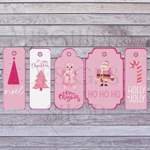 Printable Pink Christmas Gift Tags, Junk Journal Tags, Christmas Gift ...