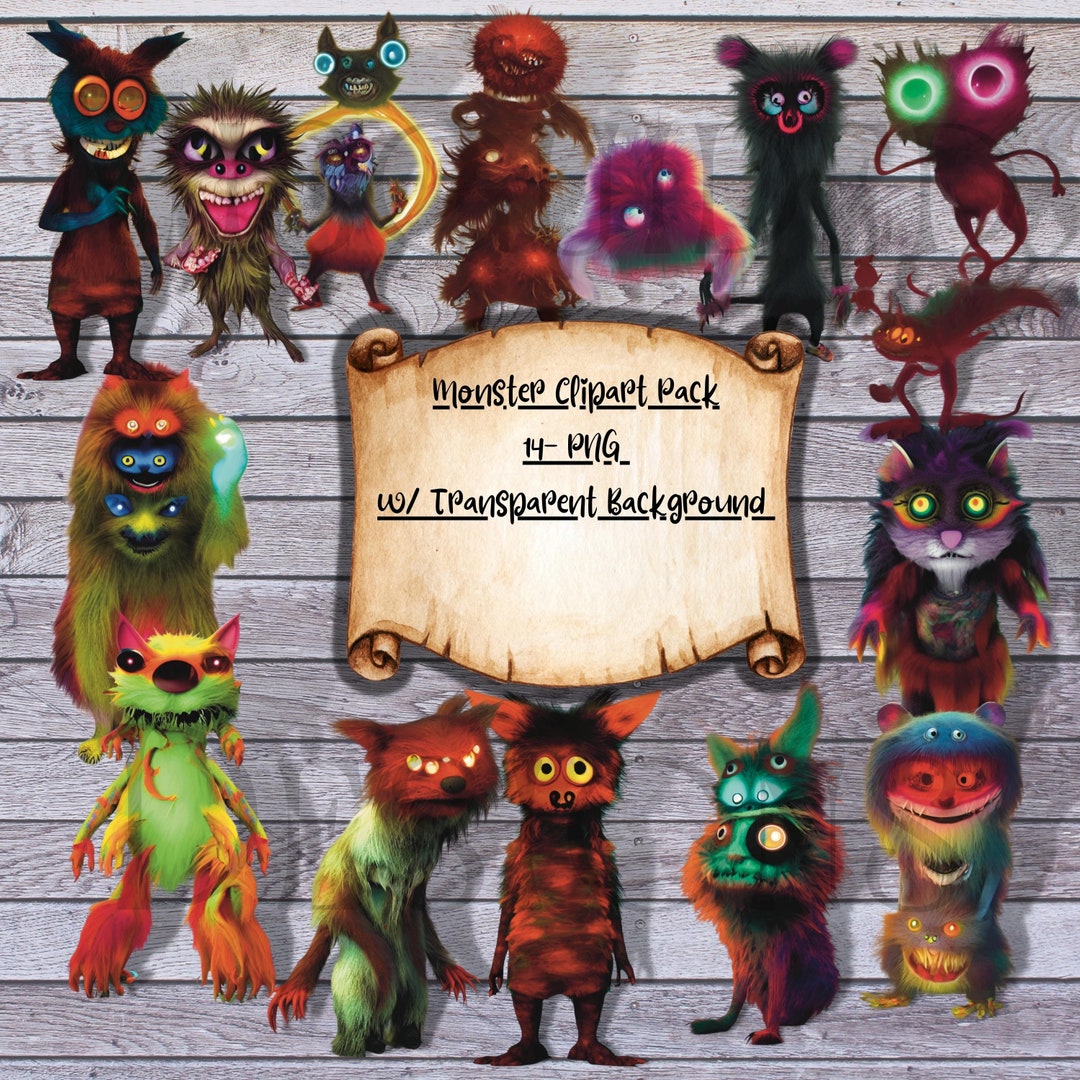 Cute Monster Clipart Set, Party & Halloween Graphics (digital Download ...