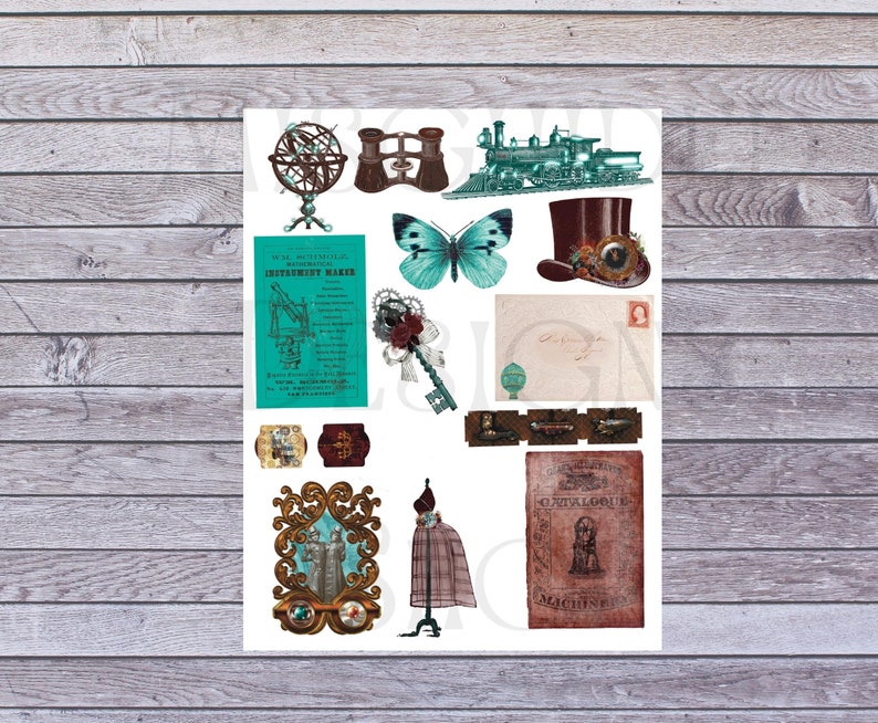 Printable Steampunk Journal Ephemera Pack Vintage Steampunk - Etsy