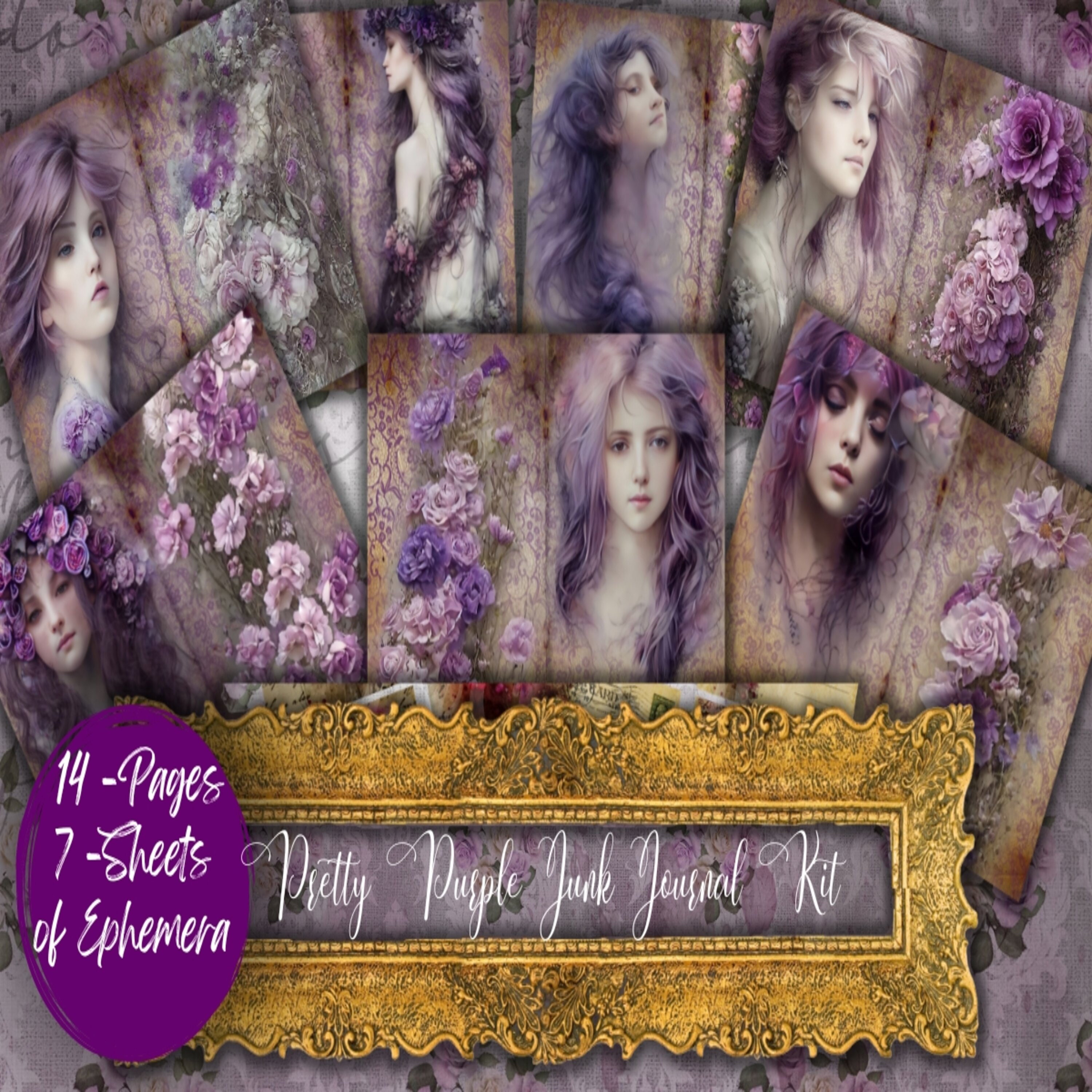Printable Purple Junk Journal Kit Digital Download Printable - Etsy