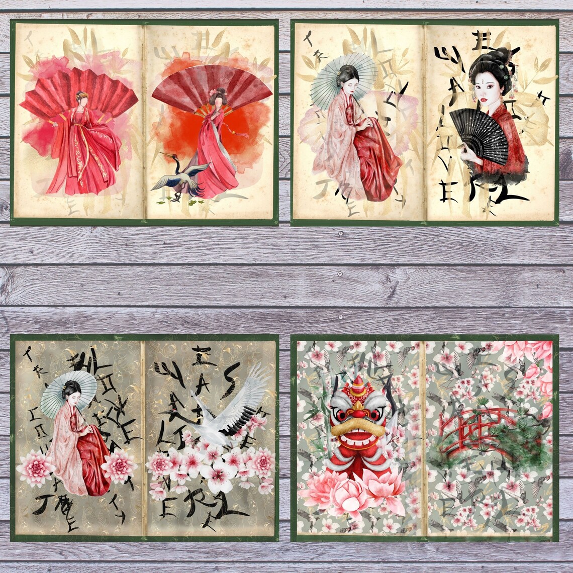 Printable Asian Junk Journal Kit Journaling Supplies - Etsy