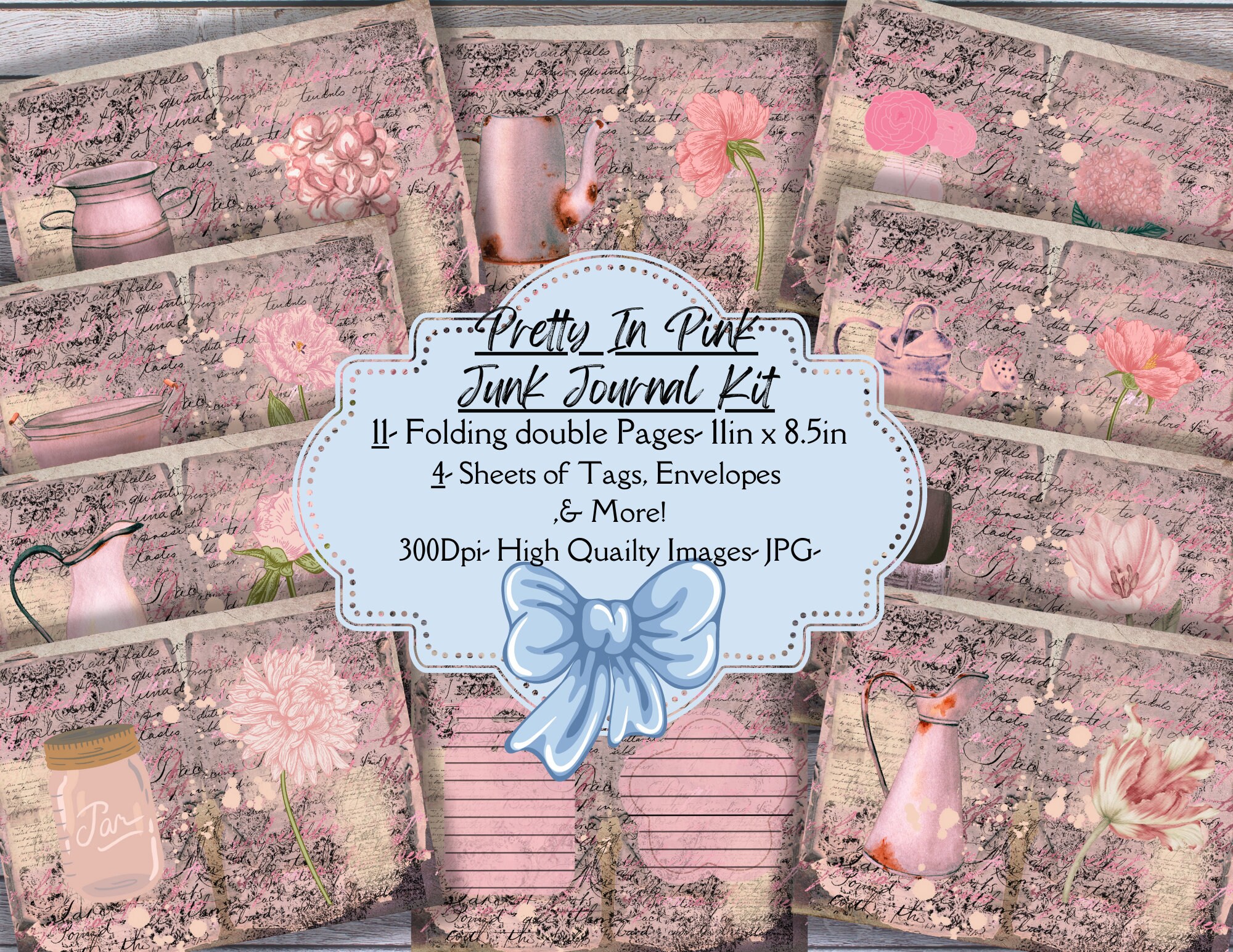 Pretty in Pink Junk Journal Kit Pinkfloralprintable - Etsy