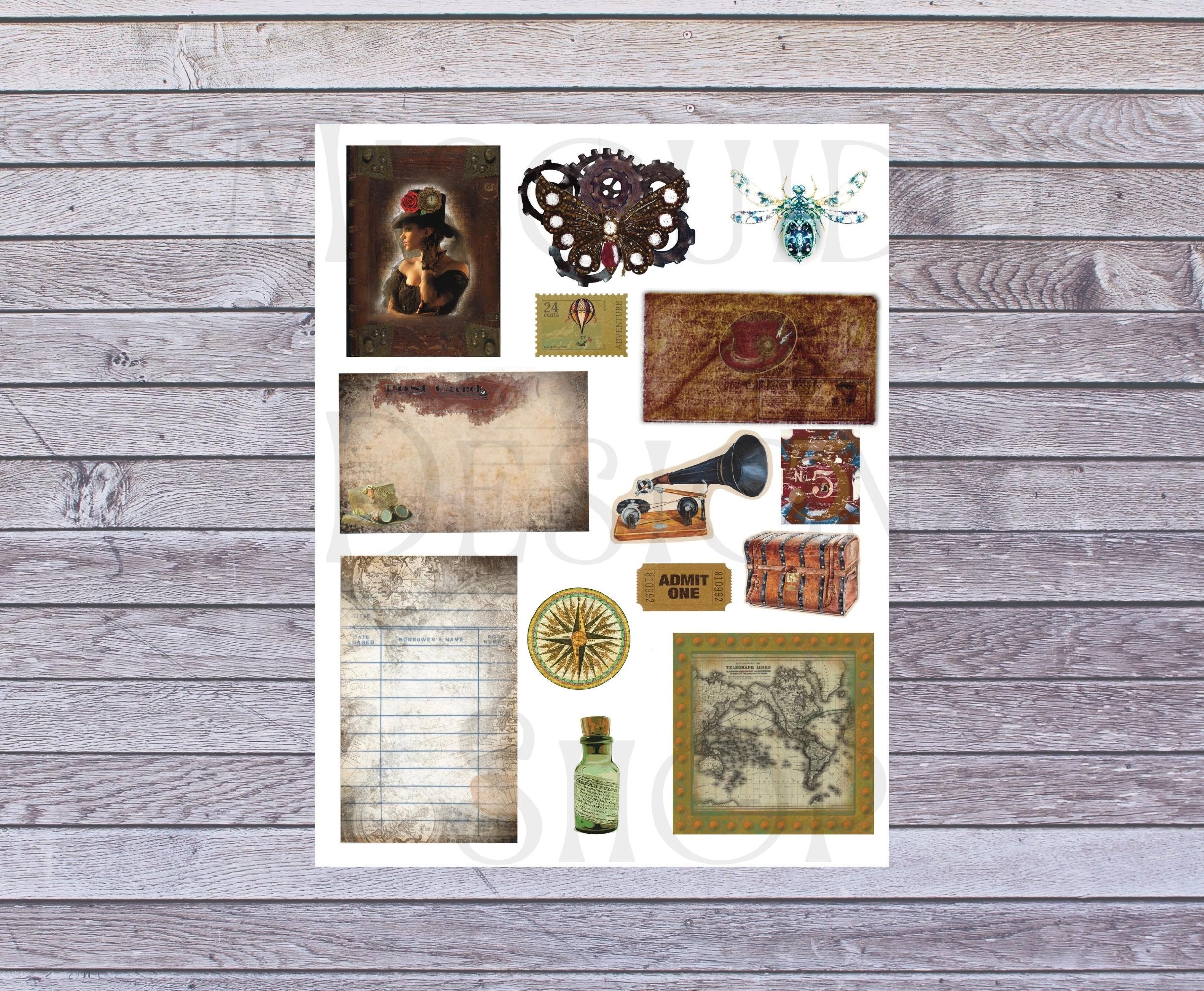 Printable Steampunk Ephemera Packephemera Downloadephemera - Etsy