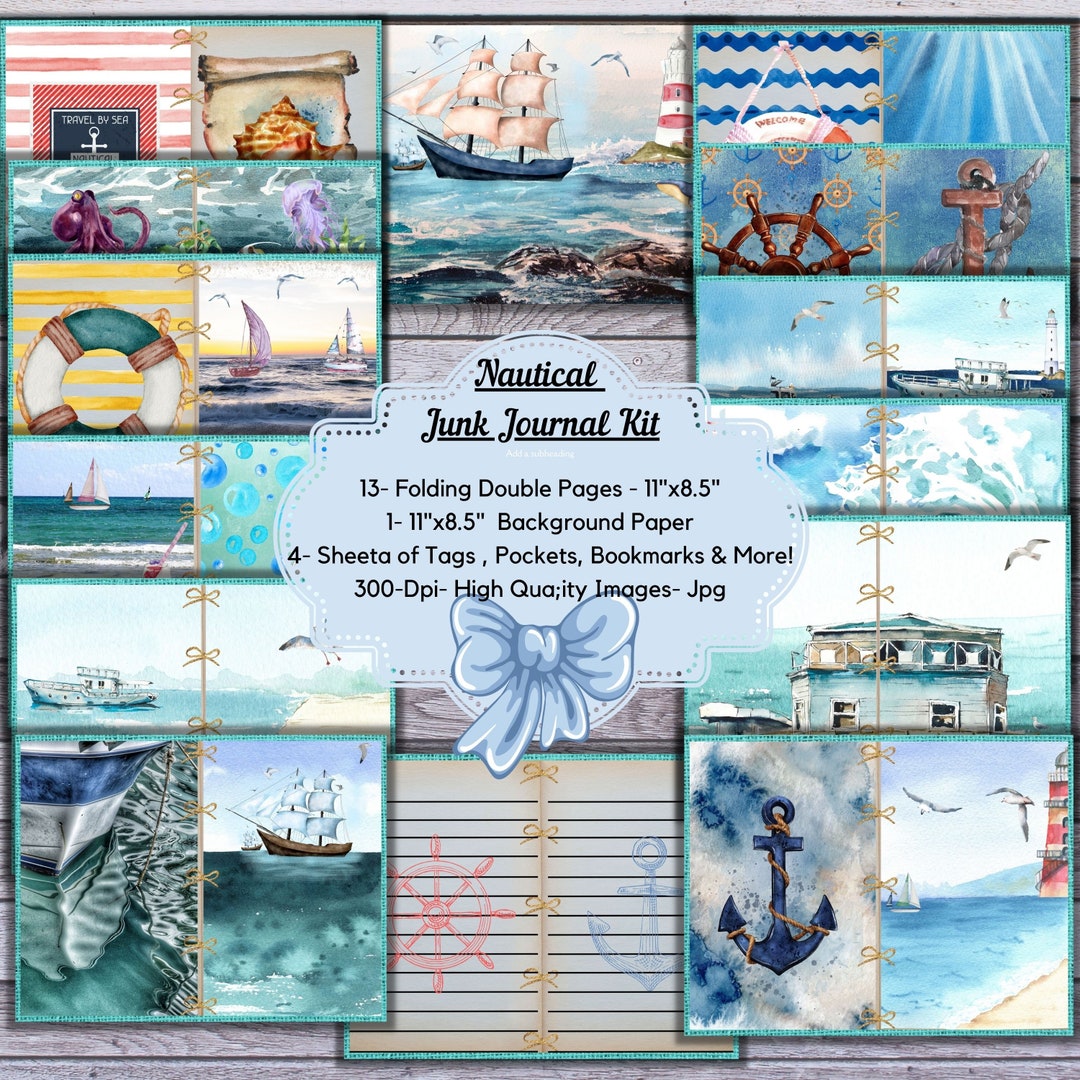 Nautical Junk Journal Kit: Printable Ephemera, Tags (digital Download ...