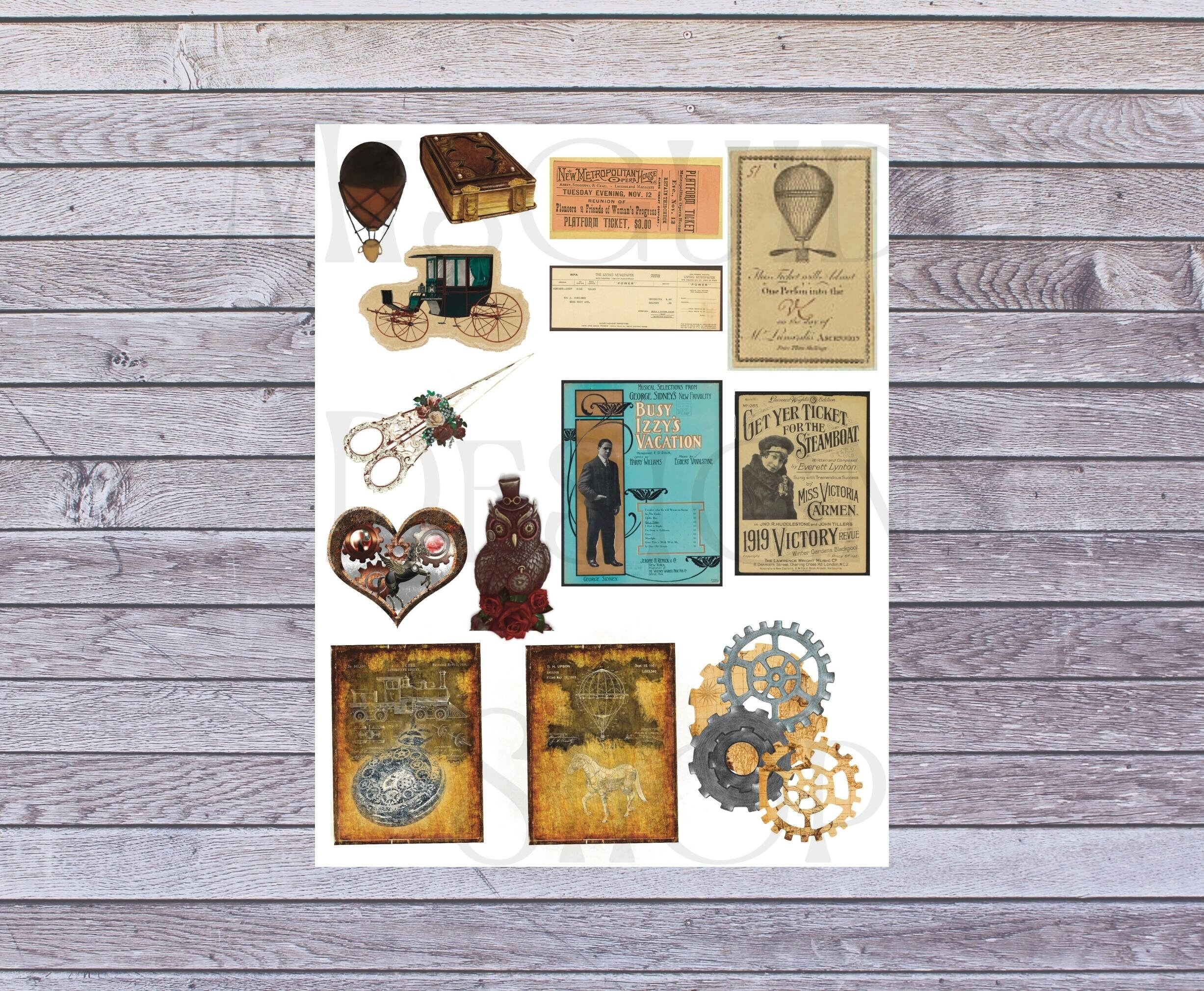 Printable Steampunk Ephemera Packephemera Downloadephemera - Etsy
