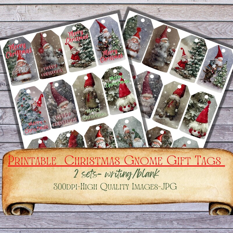 Gnome Christmas Tags - Etsy