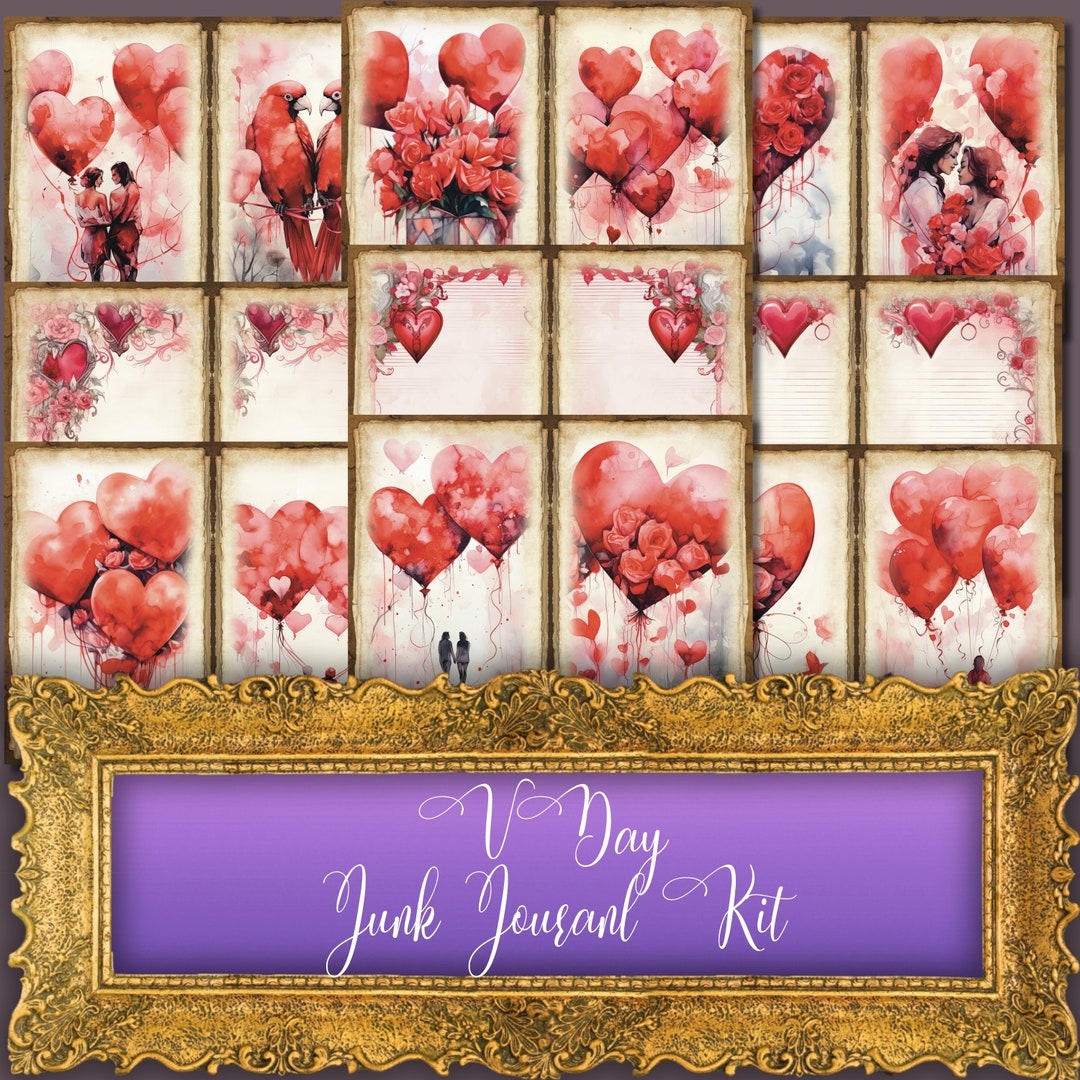 Printable Valentines Love Junk Journal Kit, Digital Download ...