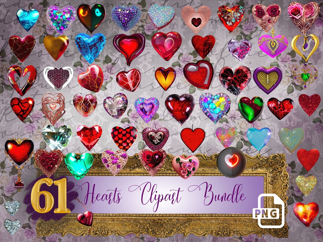 Valentine's Heart PNG Clipart Bundle - Perfect for DIY Cards & Decor ...