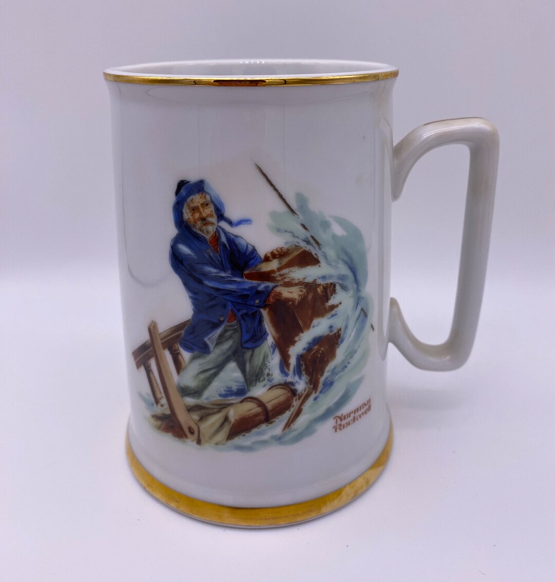 Vintage Antique Norman Rockwell Porcelain Seafarer's Collection Tankard ...