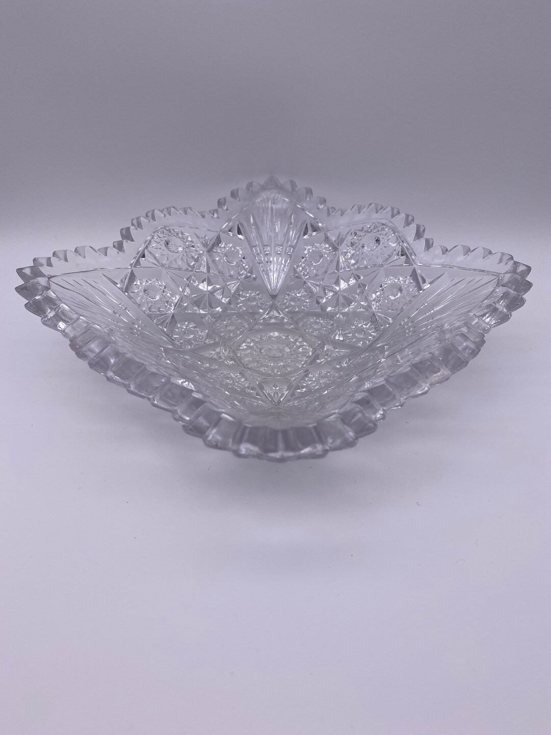 Antique Vintage Brilliant Cut Imperial Glass Company Square Candy Dish ...