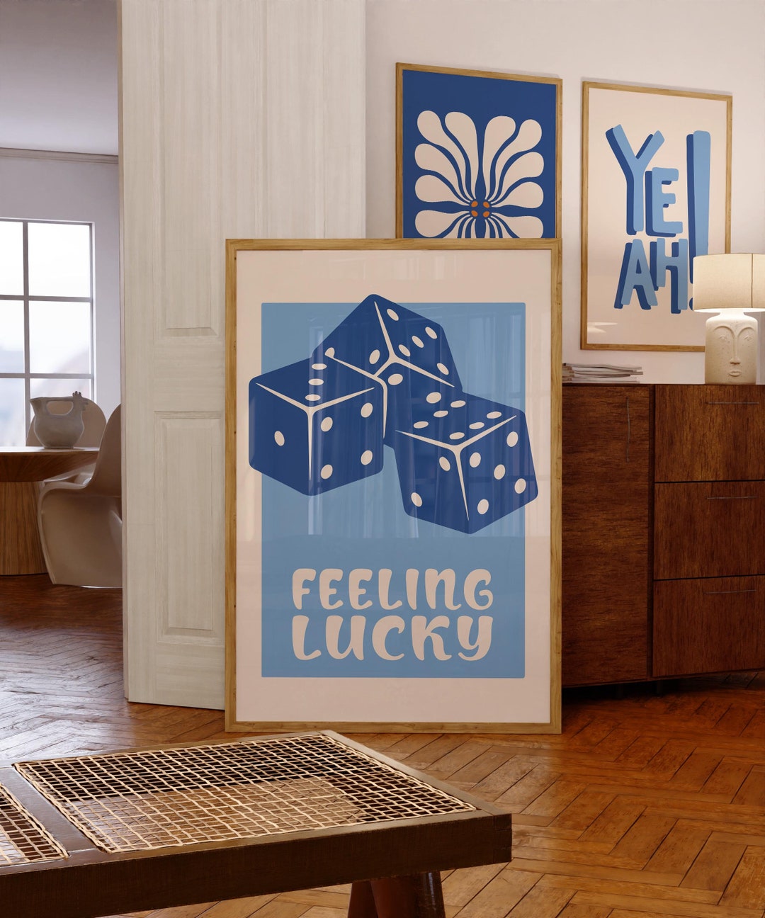 Dice Print Blue Preppy Aesthetic Wall Art Funky Retro Art Print Preppy ...