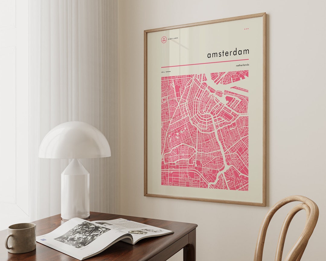 Amsterdam Map Print, Amsterdam Map Poster, Street Map Print, Office ...