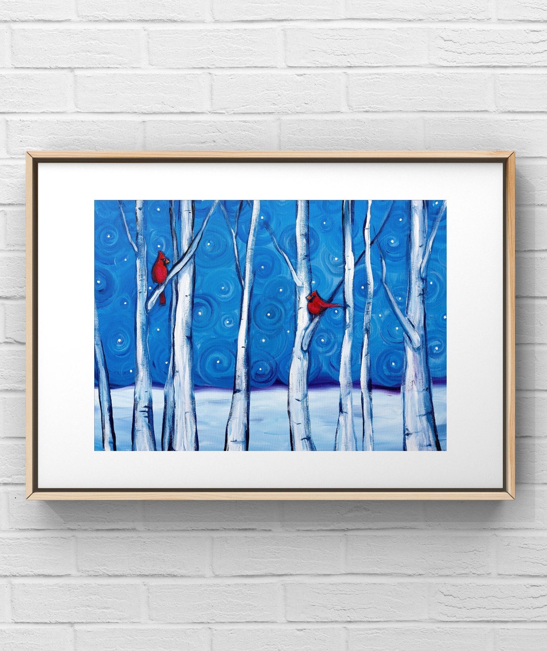 The Winter Cardinals Fine Art Print Whimsical Landscape With Cardinal ...