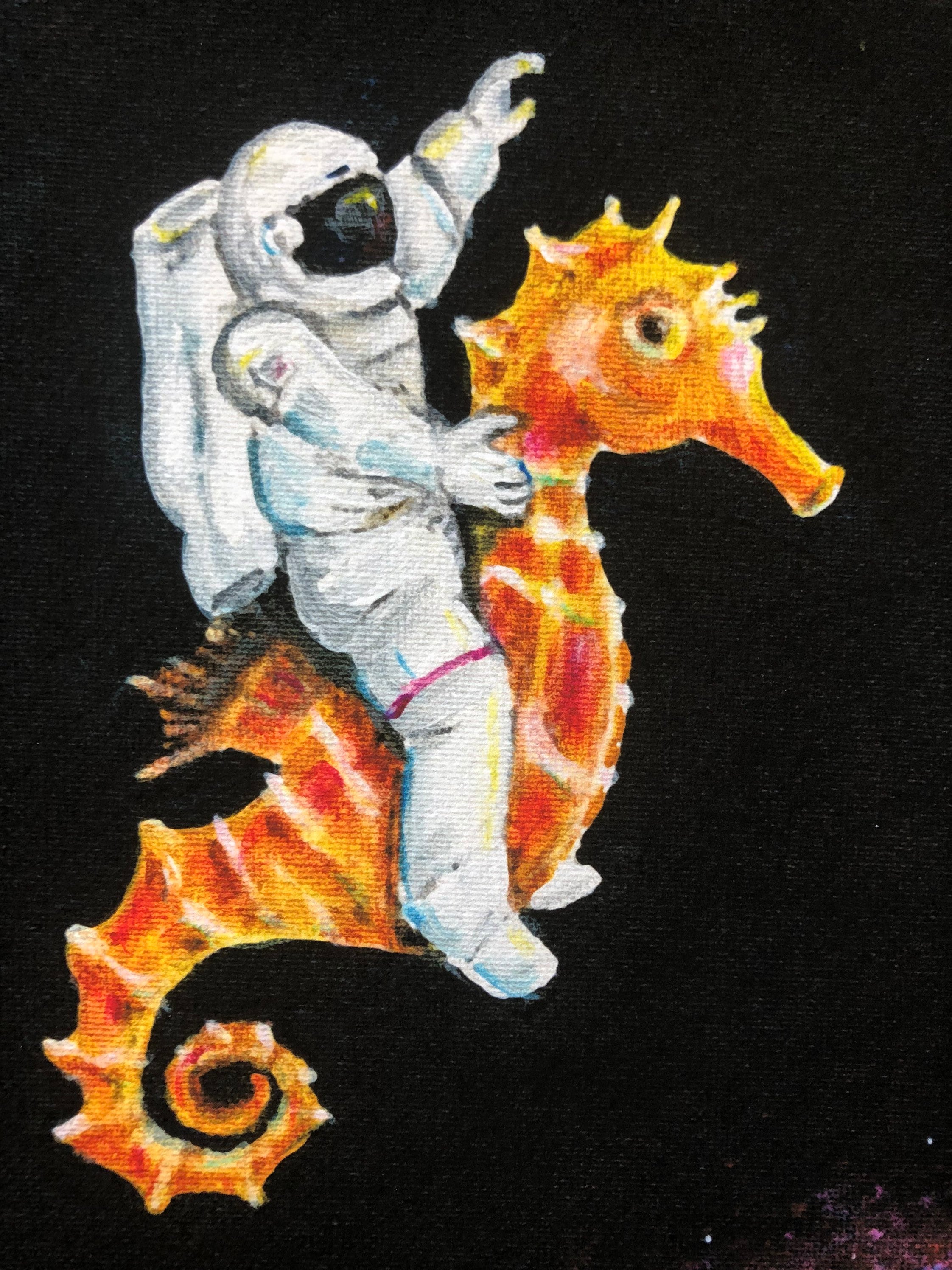 The Seahorse-back Riding Astronaut Print | Whimsical Space Art Print ...