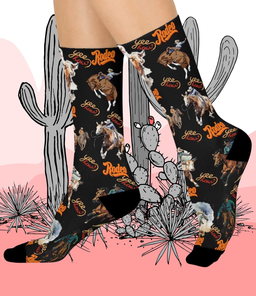 Rodeo Cowboy Socks, Rodeo Fan, Girl Socks, Boy Gift, Rodeo Gift ...