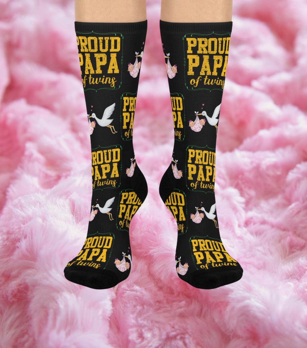 Proud Papa of Twins Socks – Perfect New Dad Gift, Cushioned Crew Socks ...
