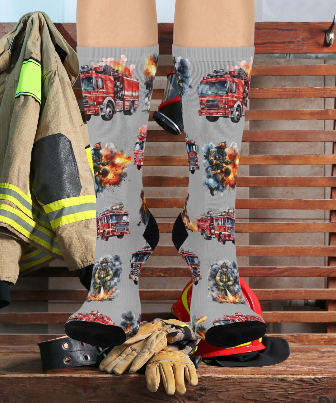 Firefighter Themed Socks - Perfect Fireman Gift, Gift for Firemen ...