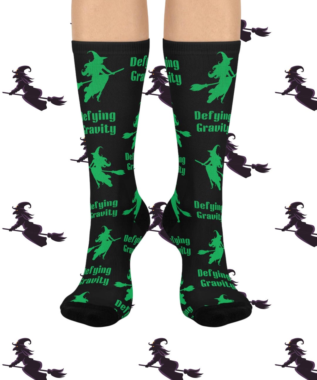 Defying Gravity Witch Crew Socks – All-over Print, Cushioned Comfort - Etsy