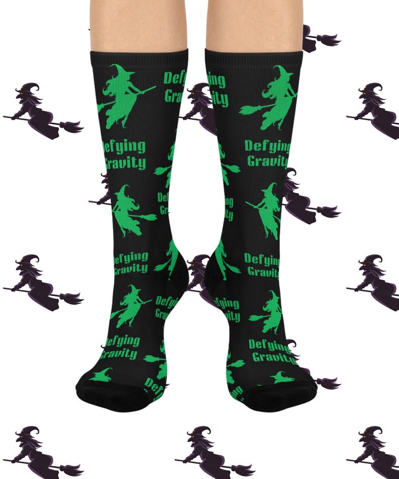 Defying Gravity Witch Crew Socks – All-over Print, Cushioned Comfort - Etsy