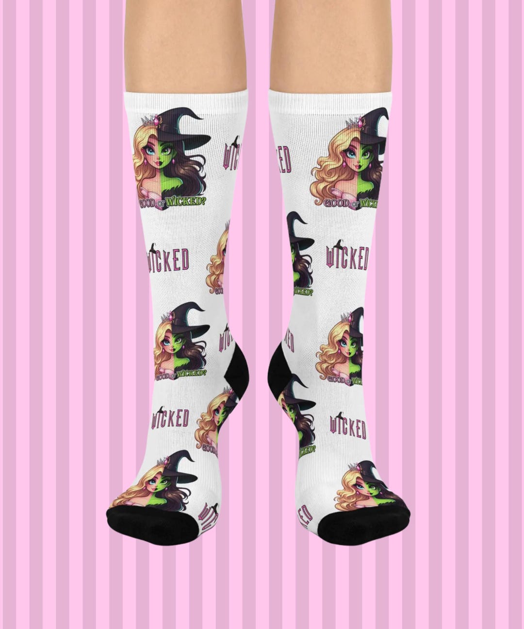 Wicked for Good Cushioned Crew Socks - Fun & Cozy Halloween Accessories ...