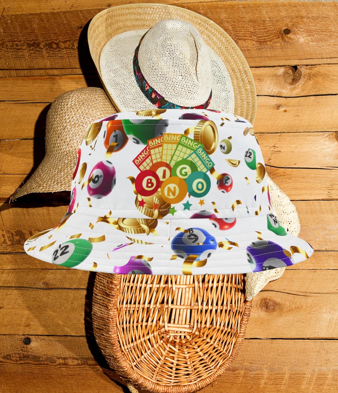 Bingo Lover Bucket Hat, Fun Bingo Ball Tags, Birthday Gift, Novelty ...