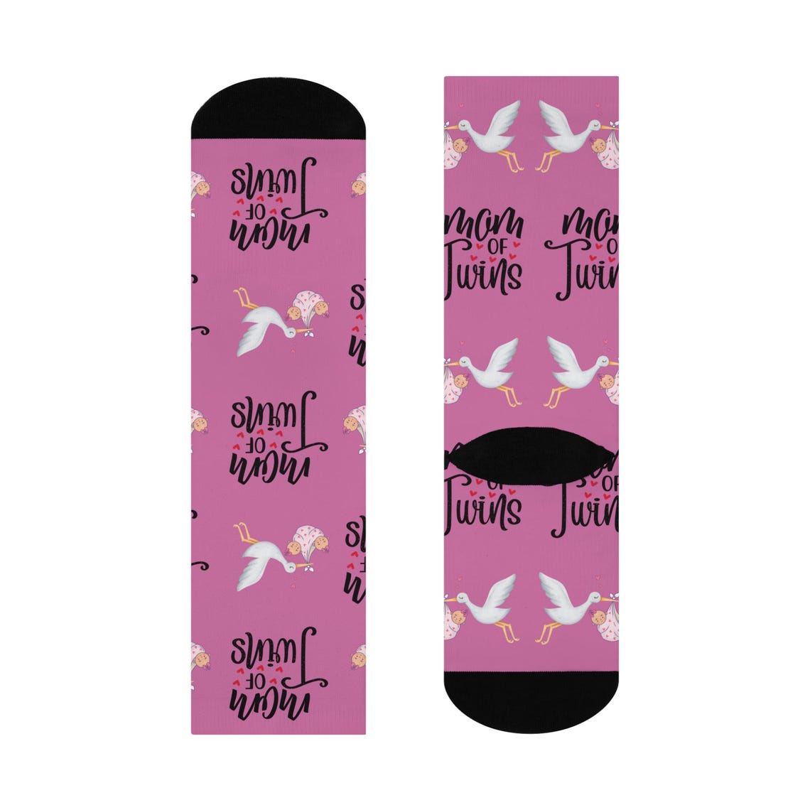 Mom of Twins Girls Cushioned Crew Socks Fun Gift for New Moms Comfy ...